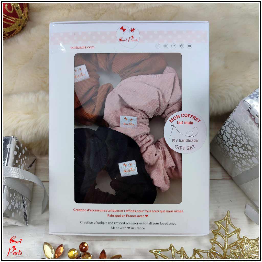 Scrunchies for hair gift box with 3 velvet scrunchies • Cori Paris